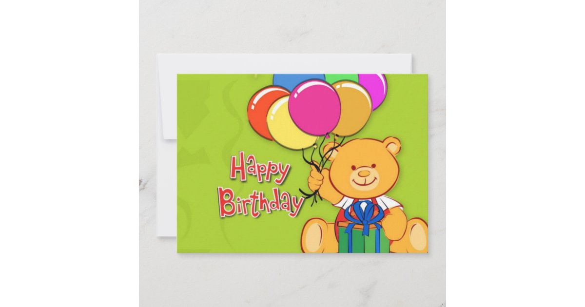 cute teddy bear happy birthday card | Zazzle