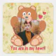Cute Teddy Bear Heart Photo Valentine Love Square Sticker | Zazzle