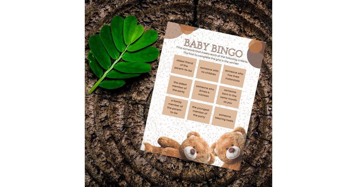 Cute Teddy Bear Twin Baby Shower Bingo Game | Zazzle