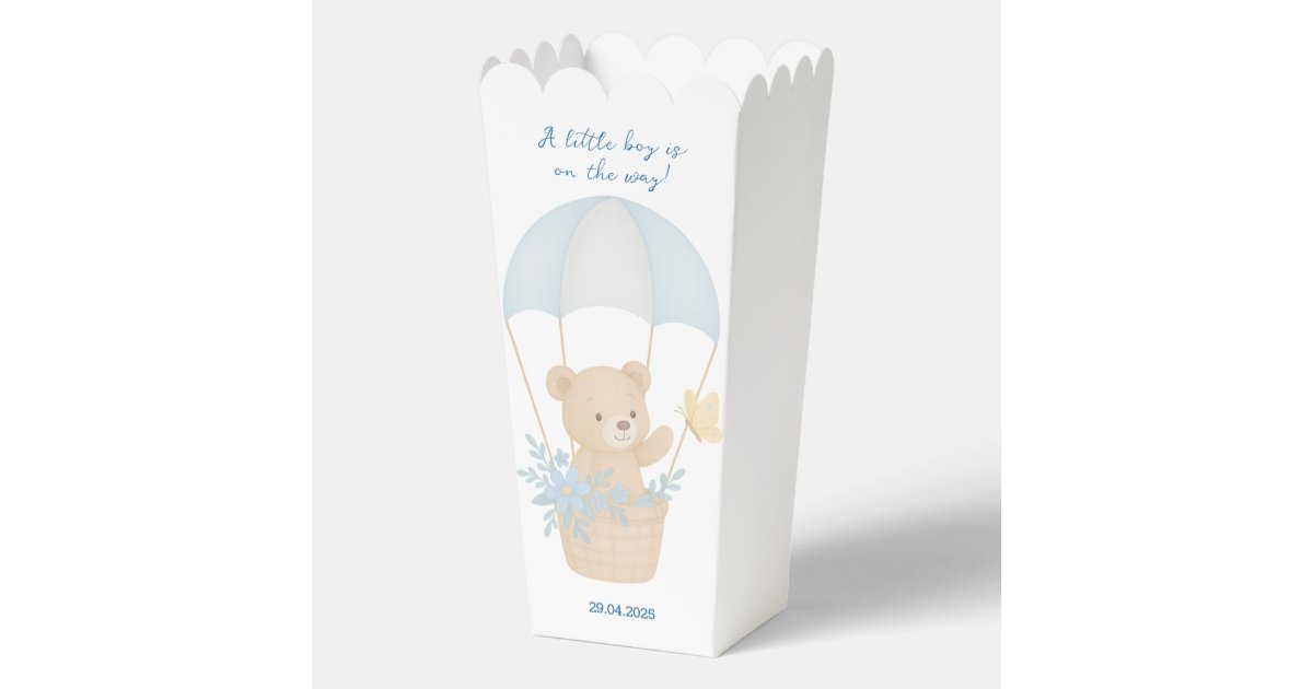 Cute Teddy Bear with Parachute Baby Shower Favor Boxes | Zazzle