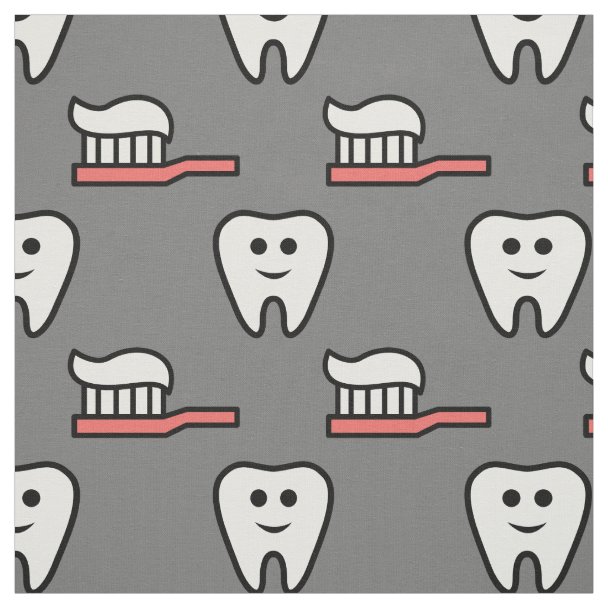 Cute Brushing Teeth Pattern Fabric | Zazzle