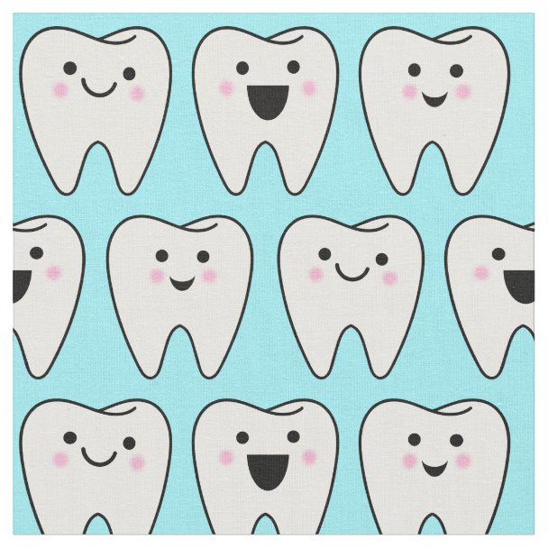 Cute Teeth Tooth Fairy Dentist Dental Blue Fabric | Zazzle.com