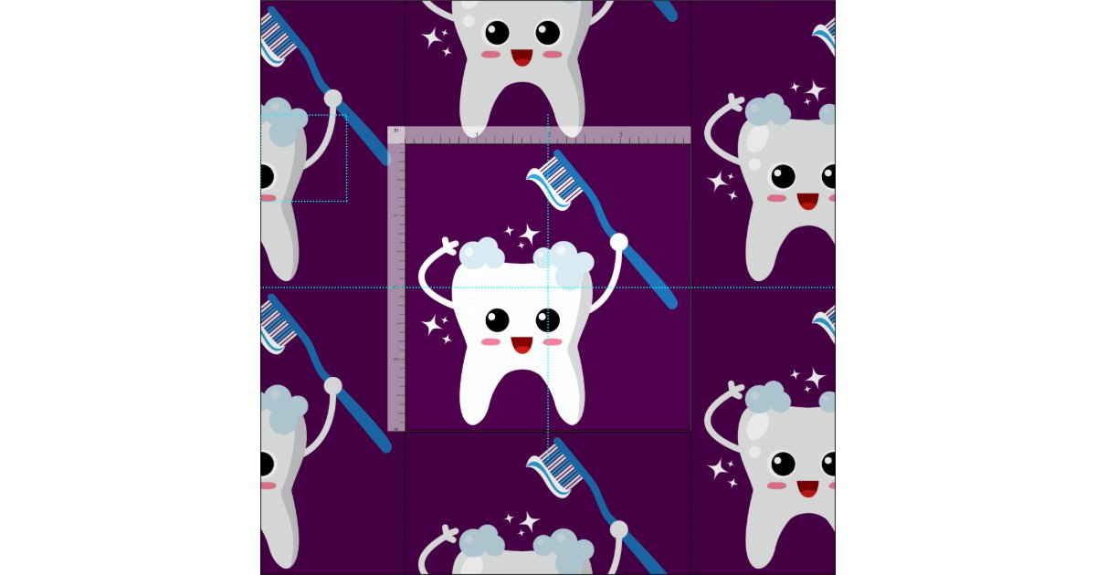 Cute Teeth Toothbrush Pattern Fabric | Zazzle