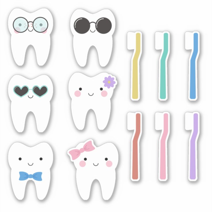 Cute Teeth With Different Personalities Kids Sticker | Zazzle