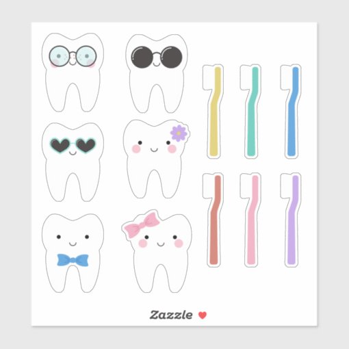 Cute Teeth With Different Personalities Kids Sticker | Zazzle