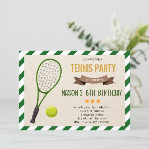 Cute tennis party Invitation | Zazzle