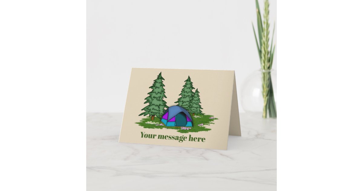 Cute tent camping add message card | Zazzle