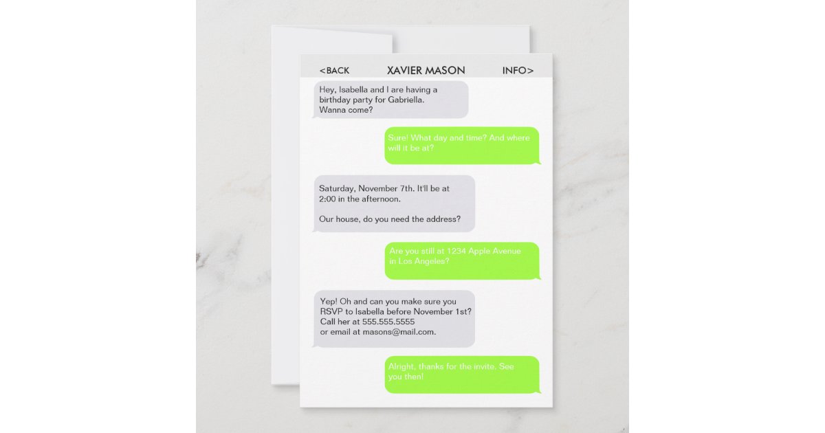 Cute Text Message Party Invitation | Zazzle