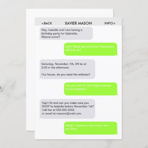 Cute Text Message Party Invitation | Zazzle