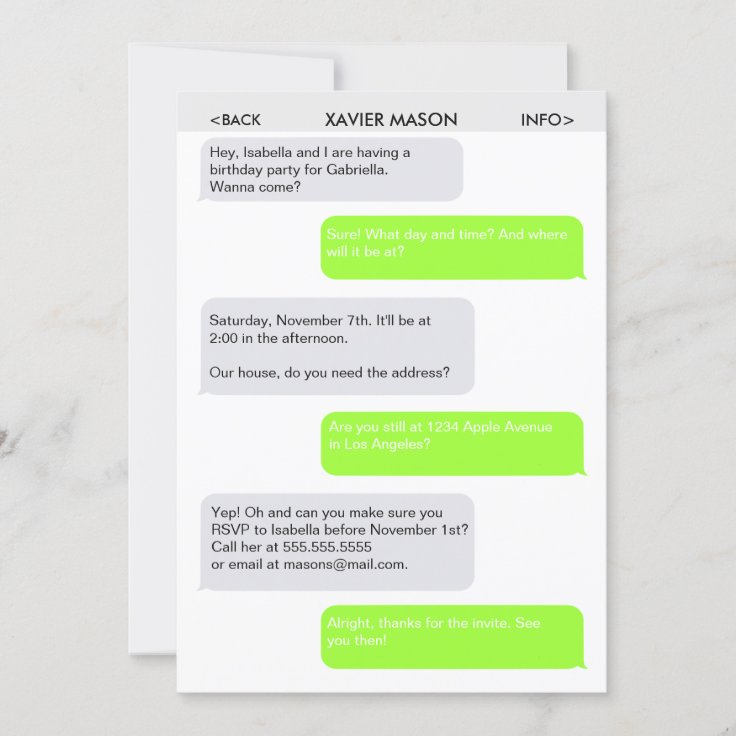 Cute Text Message Party Invitation | Zazzle