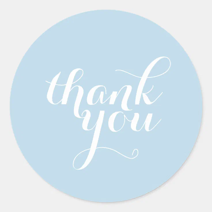 CUTE THANK YOU SEAL modern simple plain baby blue | Zazzle