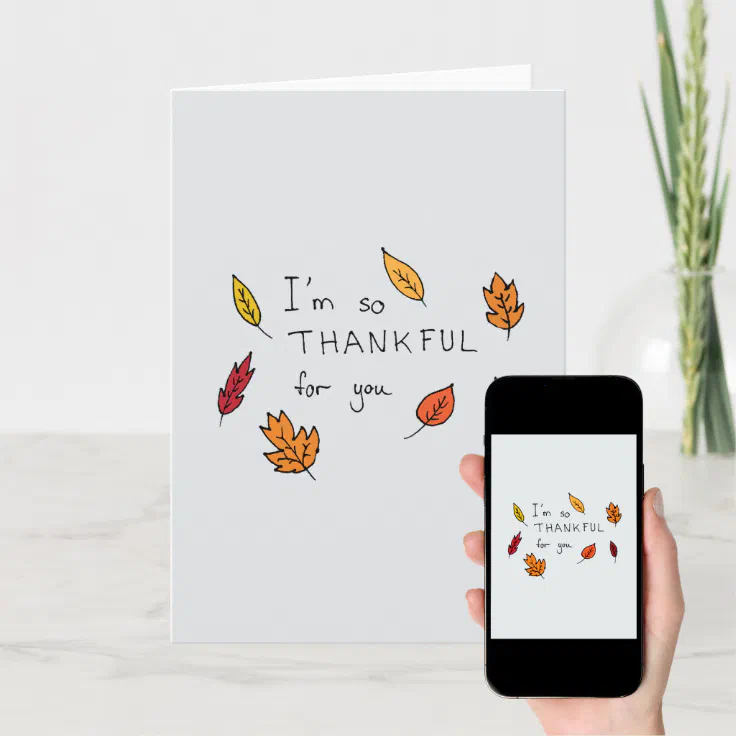 Cute thankful for you hand drawn thanksgiving holiday card | Zazzle