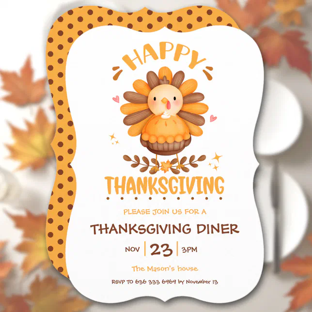 Cute Thanksgiving Dinner Invitation | Zazzle