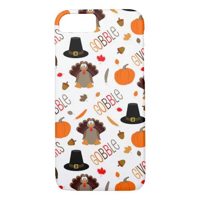 Cute Thanksgiving Pattern Gobble Give Thanks Case-Mate iPhone Case | Zazzle