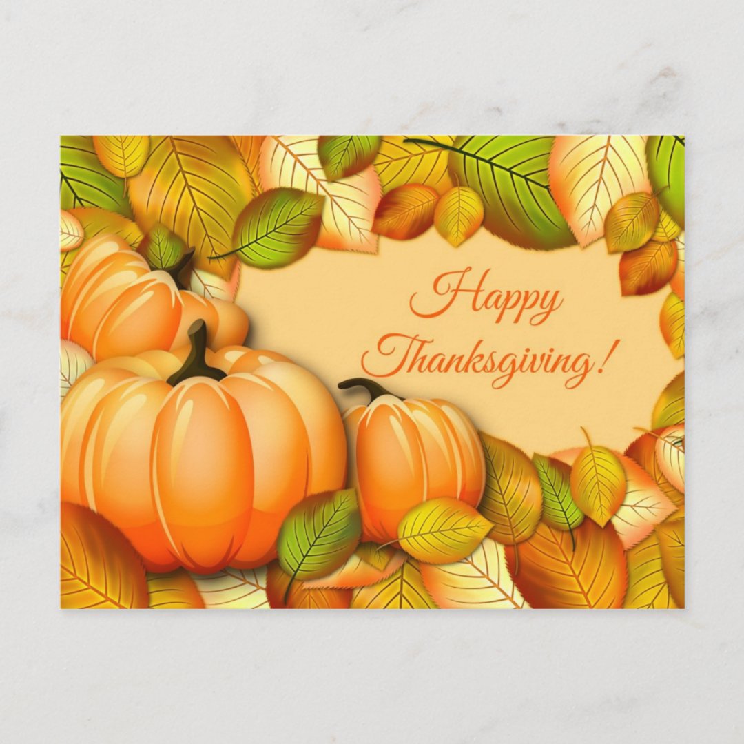 Cute Thanksgiving Pumpkin Holiday Postcard | Zazzle
