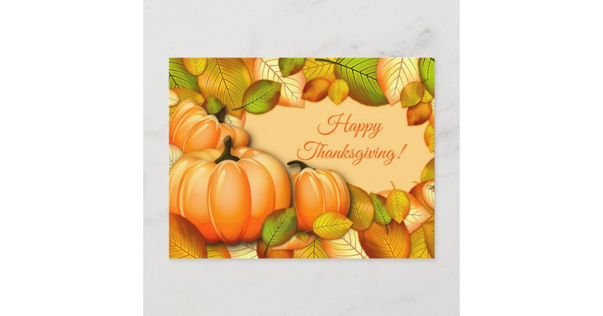 Cute Thanksgiving Pumpkin Holiday Postcard | Zazzle