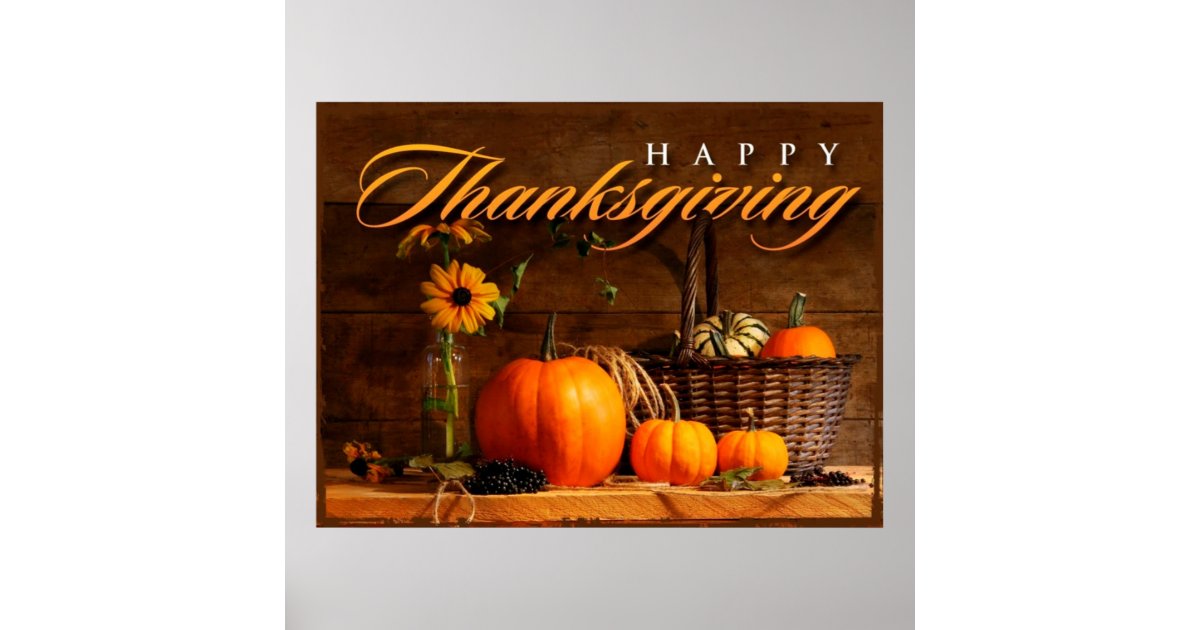 Cute Thanksgiving Pumpkin Poster | Zazzle