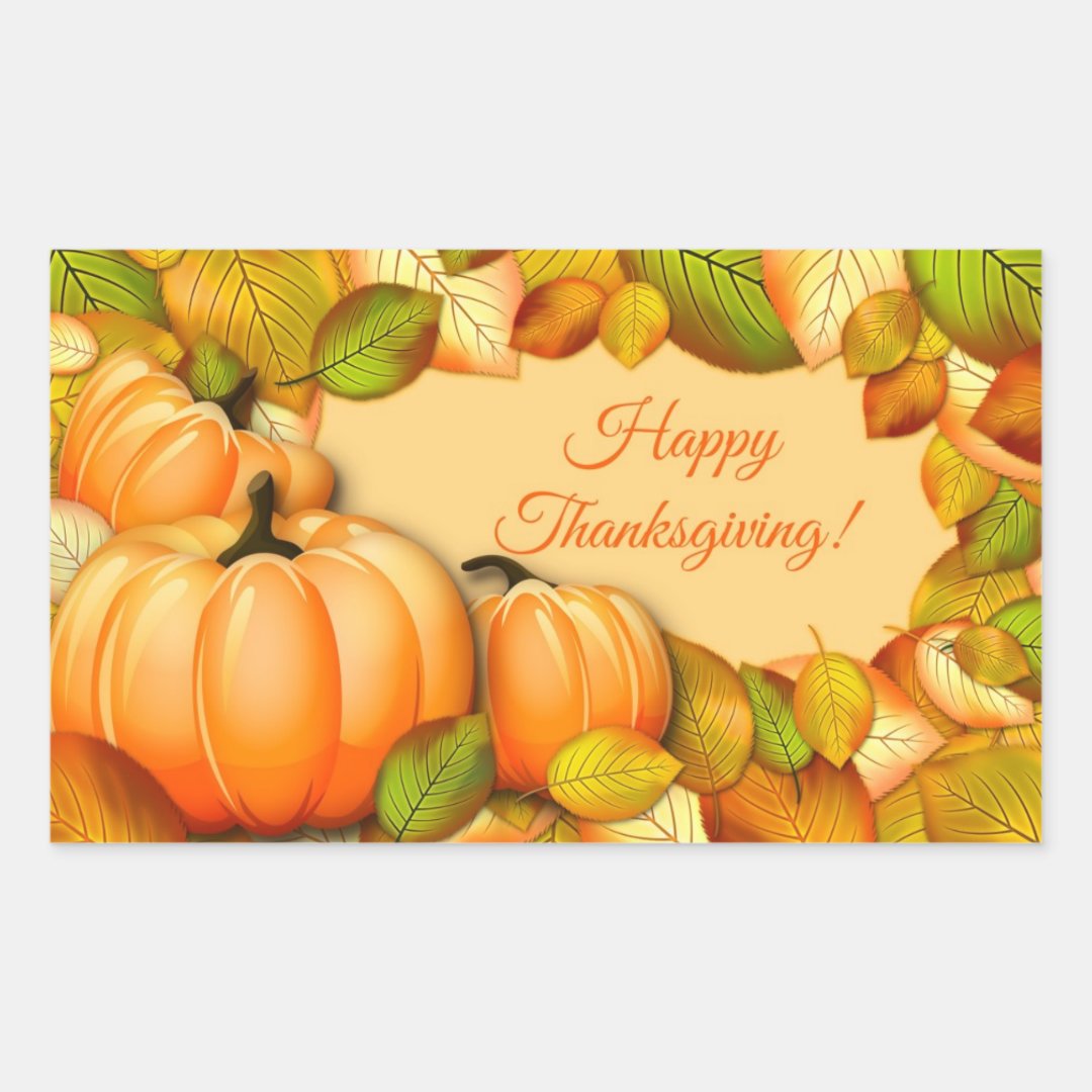 Cute Thanksgiving Pumpkin Rectangular Sticker | Zazzle