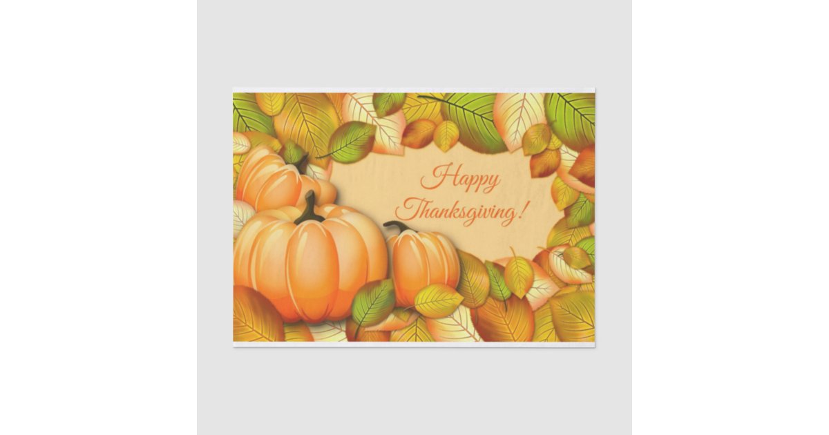 Cute Thanksgiving Pumpkin Tissue Paper | Zazzle