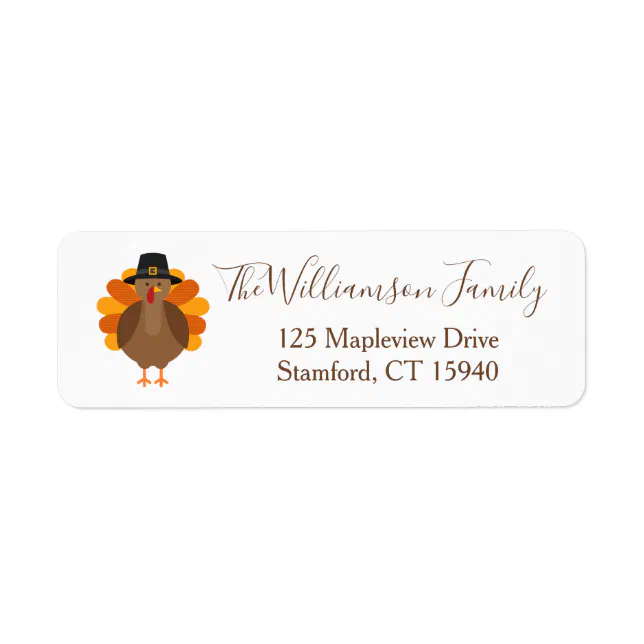 Cute Thanksgiving Turkey Return Address Label | Zazzle