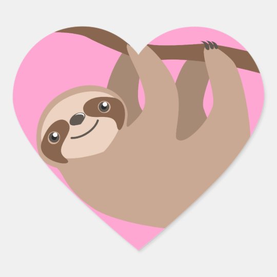 Cute Three-Toed Sloth Heart Sticker | Zazzle.com