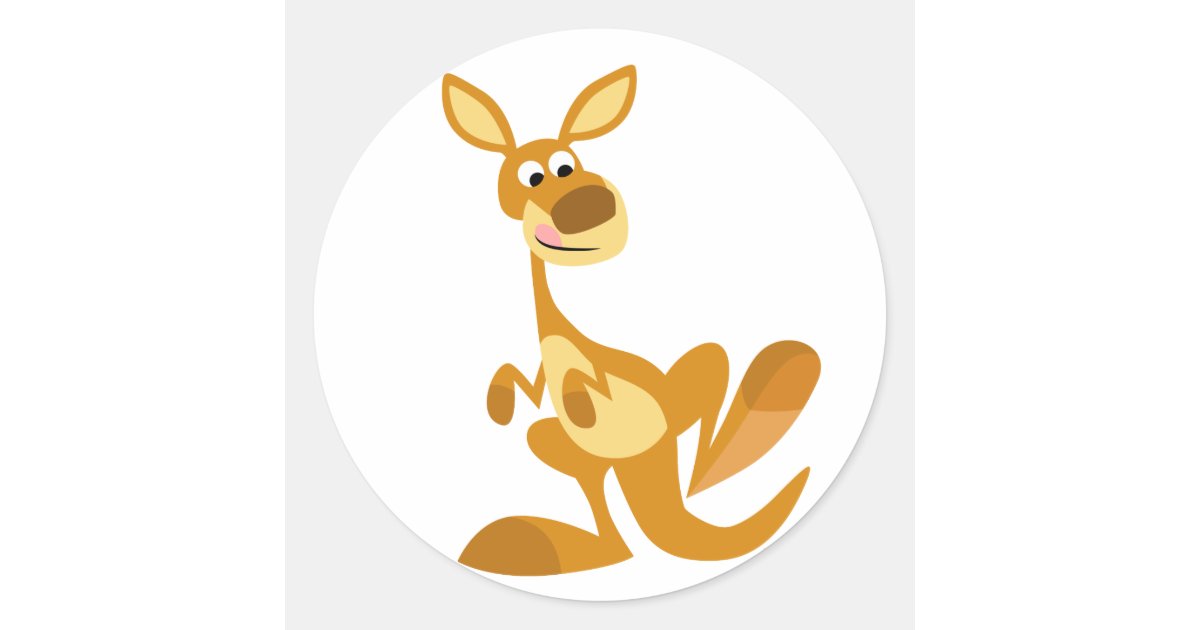 Cute Thumping Cartoon Kangaroo Sticker | Zazzle
