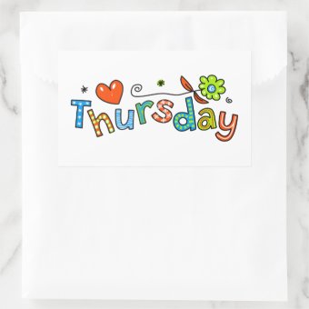 Cute Thursday Week Day Greeting Text Expression Rectangular Sticker ...