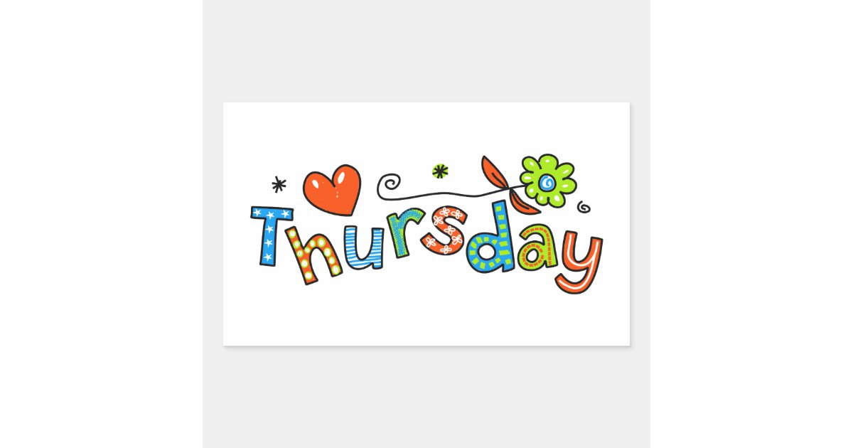 Cute Thursday Week Day Greeting Text Expression Rectangular Sticker ...