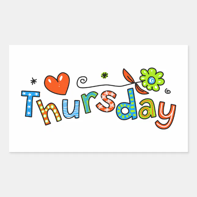 Cute Thursday Week Day Greeting Text Expression Rectangular Sticker ...