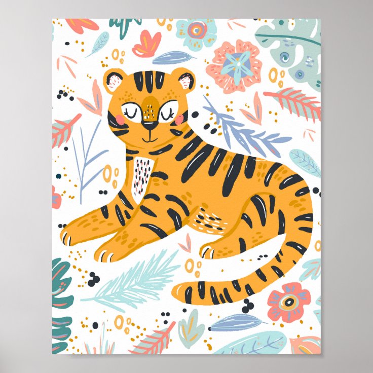Cute Tiger Art Poster | Zazzle