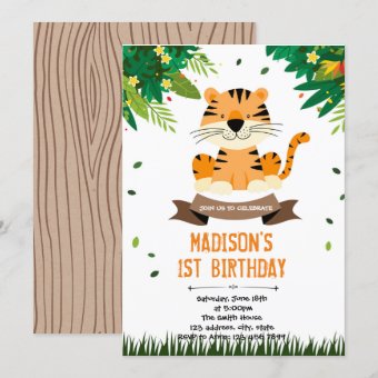 Cute tiger birthday invitation | Zazzle