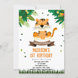 Cute tiger birthday invitation | Zazzle