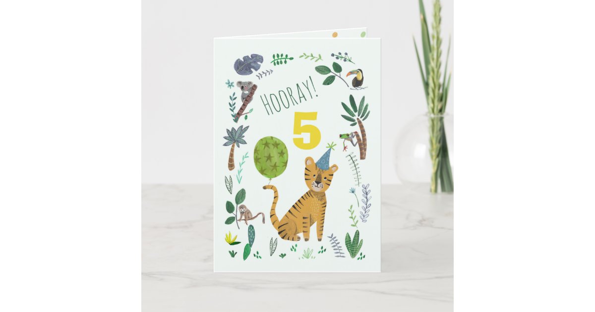 Cute tiger custom age birthday card | Zazzle