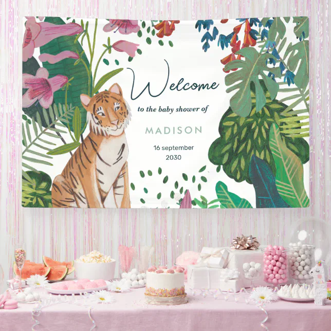 Cute Tiger Jungle Mommy to Be Baby Shower Banner | Zazzle
