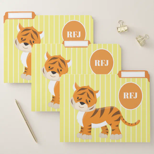 Cute Tiger Monogram File Folder | Zazzle