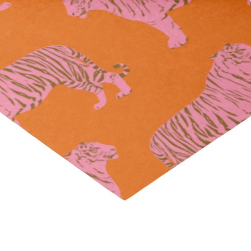 Cute Tiger Pattern in Vibrant Pink and Orange Tissue Paper | Zazzle