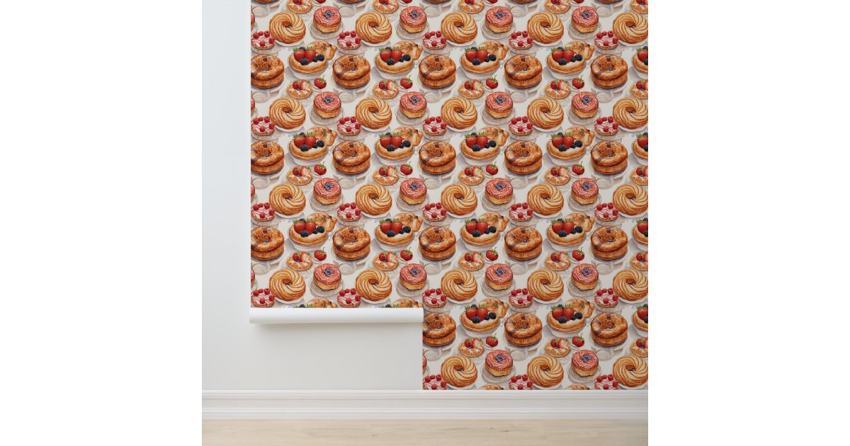 Cute tiled bakery business wallpaper | Zazzle