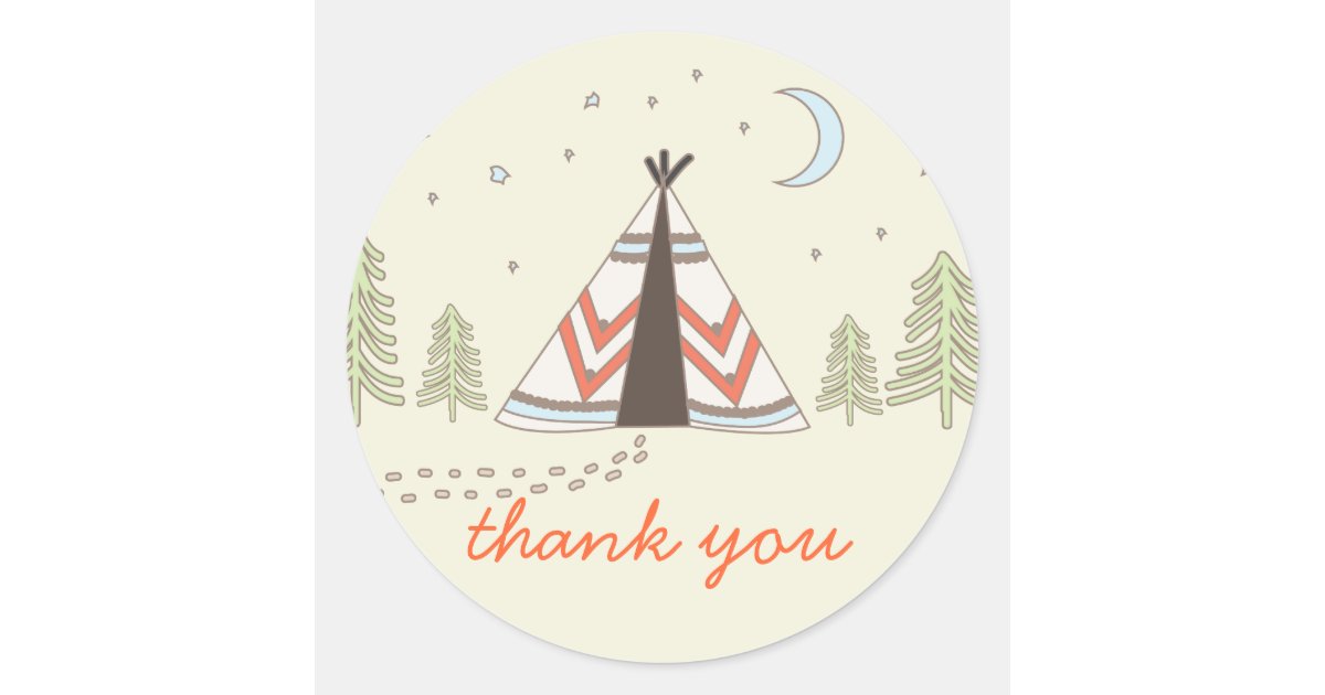 Cute Tipi Thank You Stickers | Zazzle
