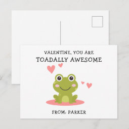 Cute Toadally Awesome Classroom Valentine Postcard | Zazzle