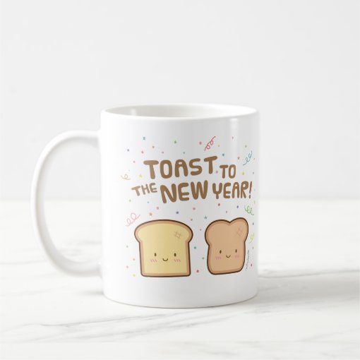 Cute Toast to the New Year Pun Humor Confetti Coffee Mug | Zazzle