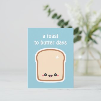 Cute Toast with Happy Face Postcard | Zazzle