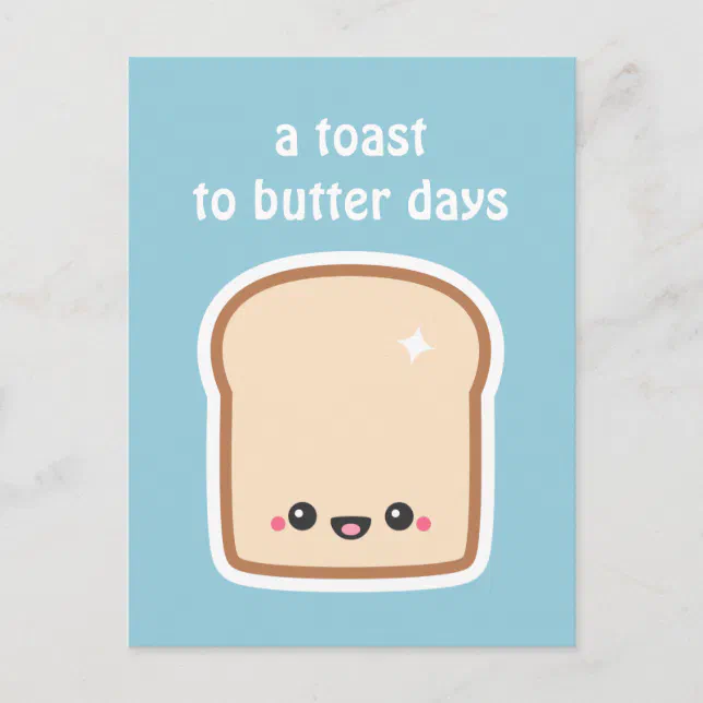 Cute Toast with Happy Face Postcard | Zazzle