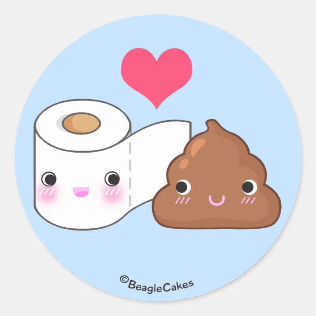 Cute Toilet & Poop BFF Sticker | Zazzle