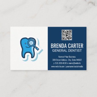 Cute Tooth Dentist Icon | QR Scan Code Business Card | Zazzle