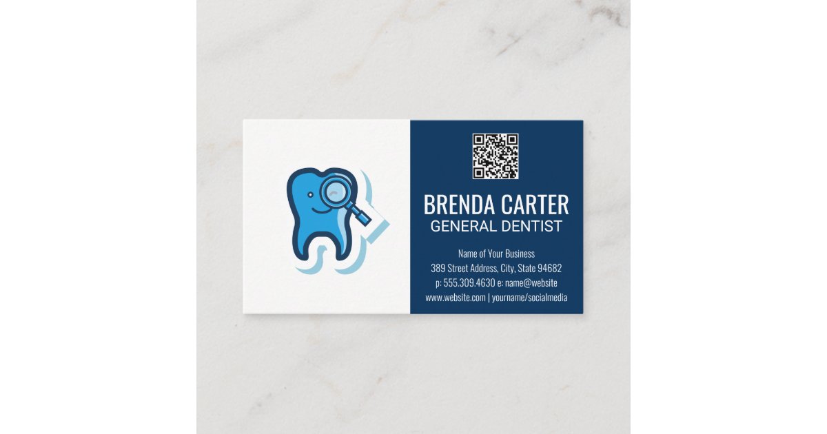 Cute Tooth Dentist Icon | QR Scan Code Business Card | Zazzle.com