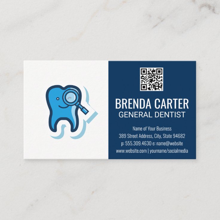 Cute Tooth Dentist Icon | QR Scan Code Business Card | Zazzle