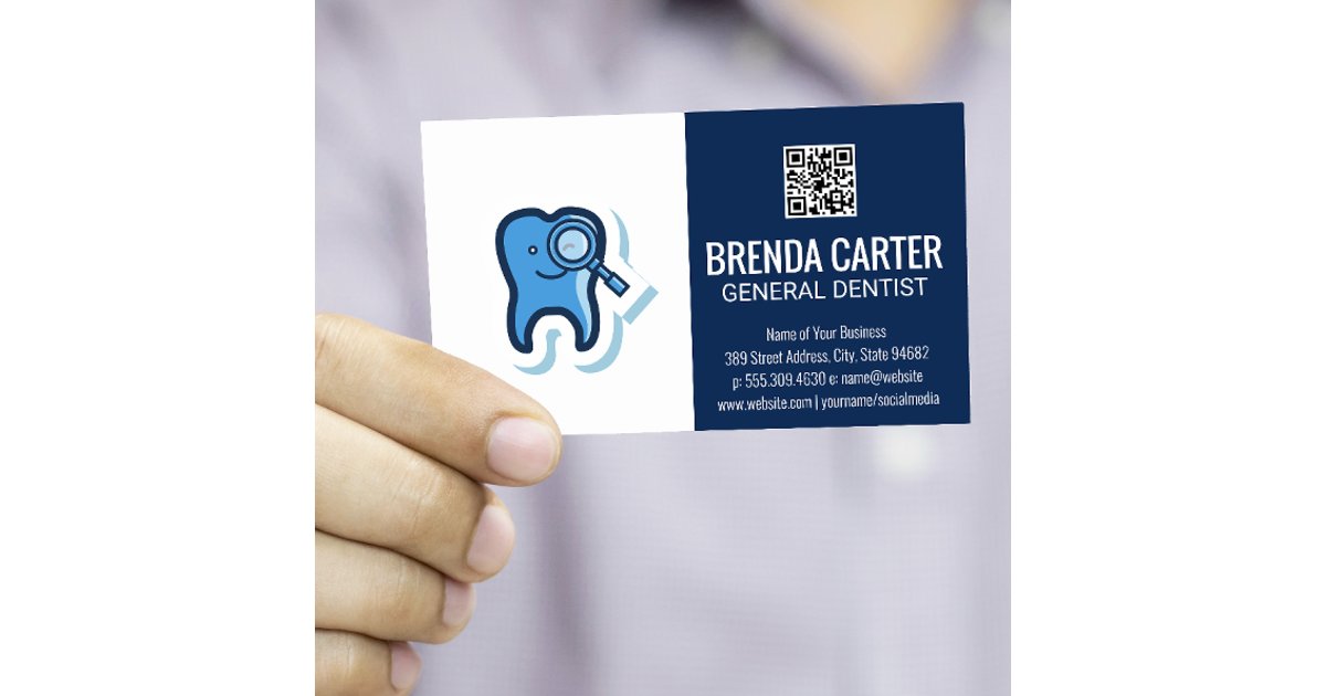 Cute Tooth Dentist Icon | QR Scan Code Business Card | Zazzle