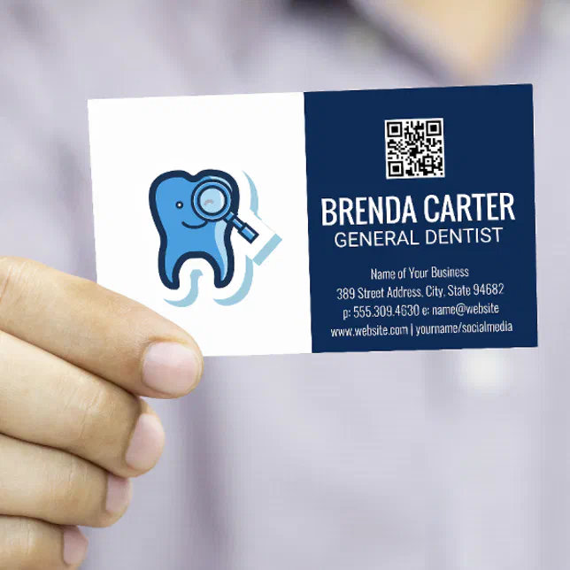 Cute Tooth Dentist Icon | QR Scan Code Business Card | Zazzle