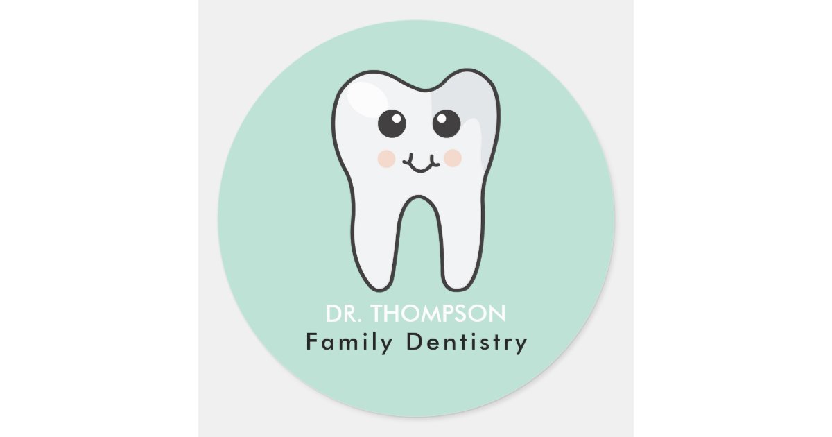 Cute Tooth Family Dentistry Classic Round Sticker | Zazzle