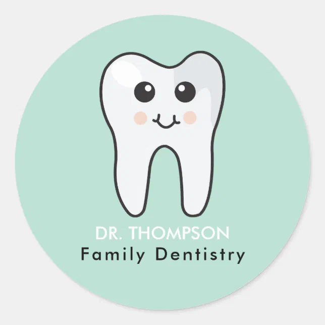 Cute Tooth Family Dentistry Classic Round Sticker | Zazzle